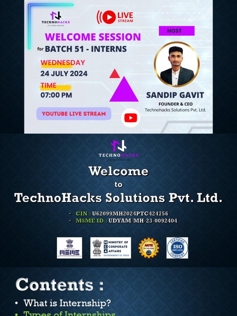 Welcome Session - PPT | PDF | Internship | Job Hunting