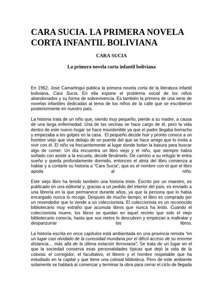 RESUMEN CARA SUCIA | PDF | Libros