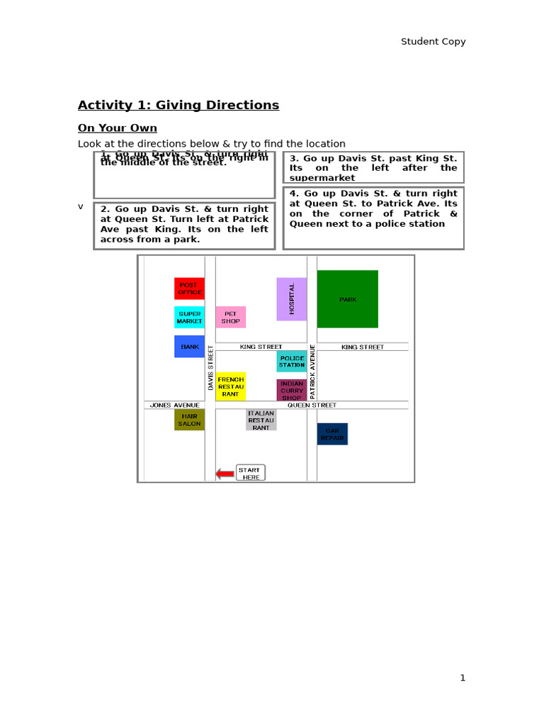 City Directions Giving Directions Using A Street M CLT Communicative ...