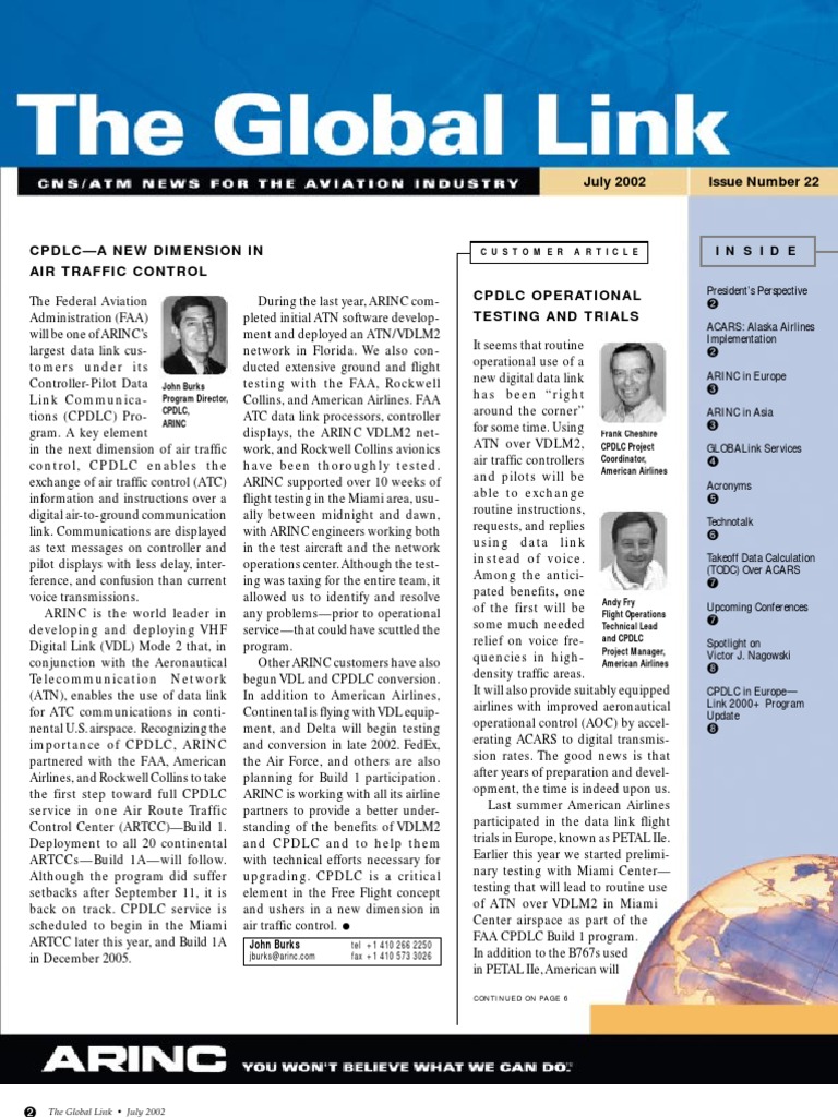 Global Link | PDF | Air Traffic Control | Federal Aviation Administration