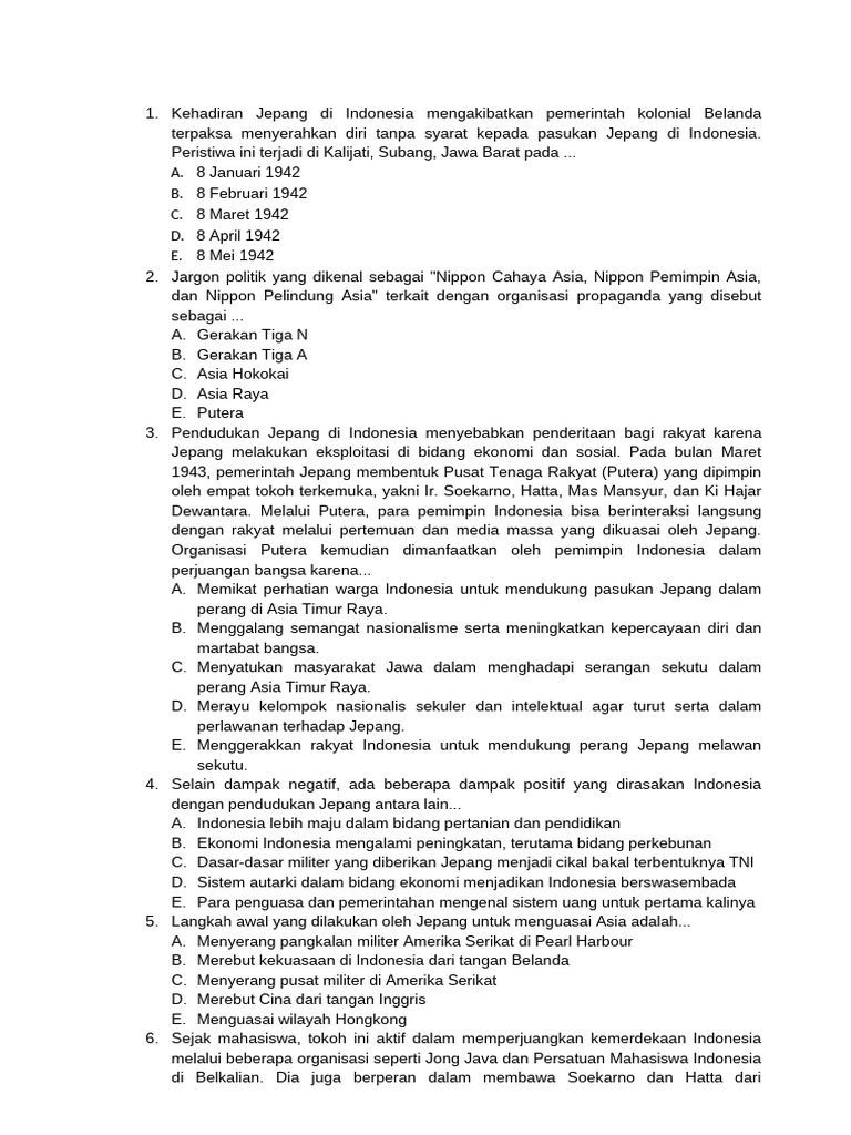 Soal Ats Sejarah Kelas Xi SM 2 | PDF