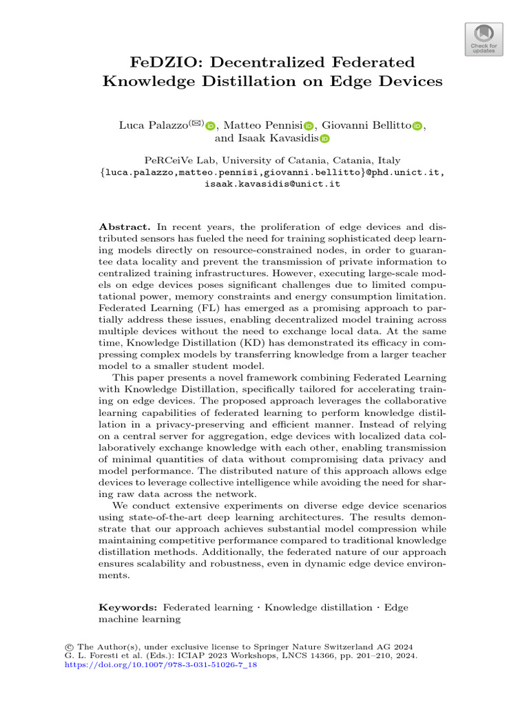 FeDZIO Decentralized Federated Knowledge Distillation On Edge Devices ...