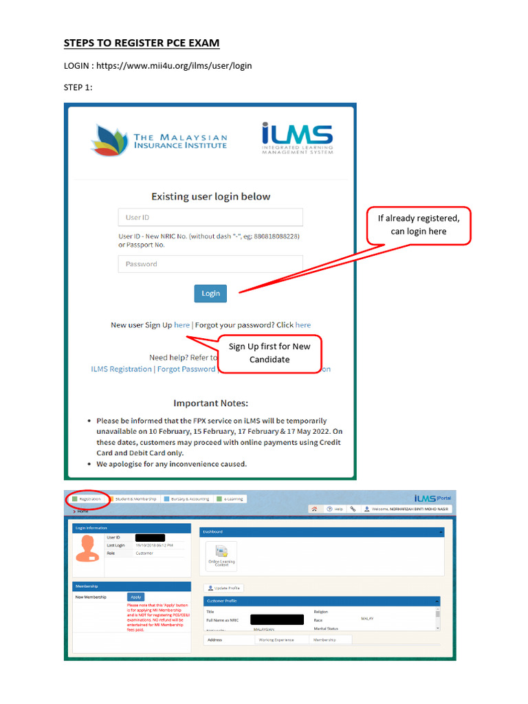 Steps To Register PCE & TBE EXAM | PDF