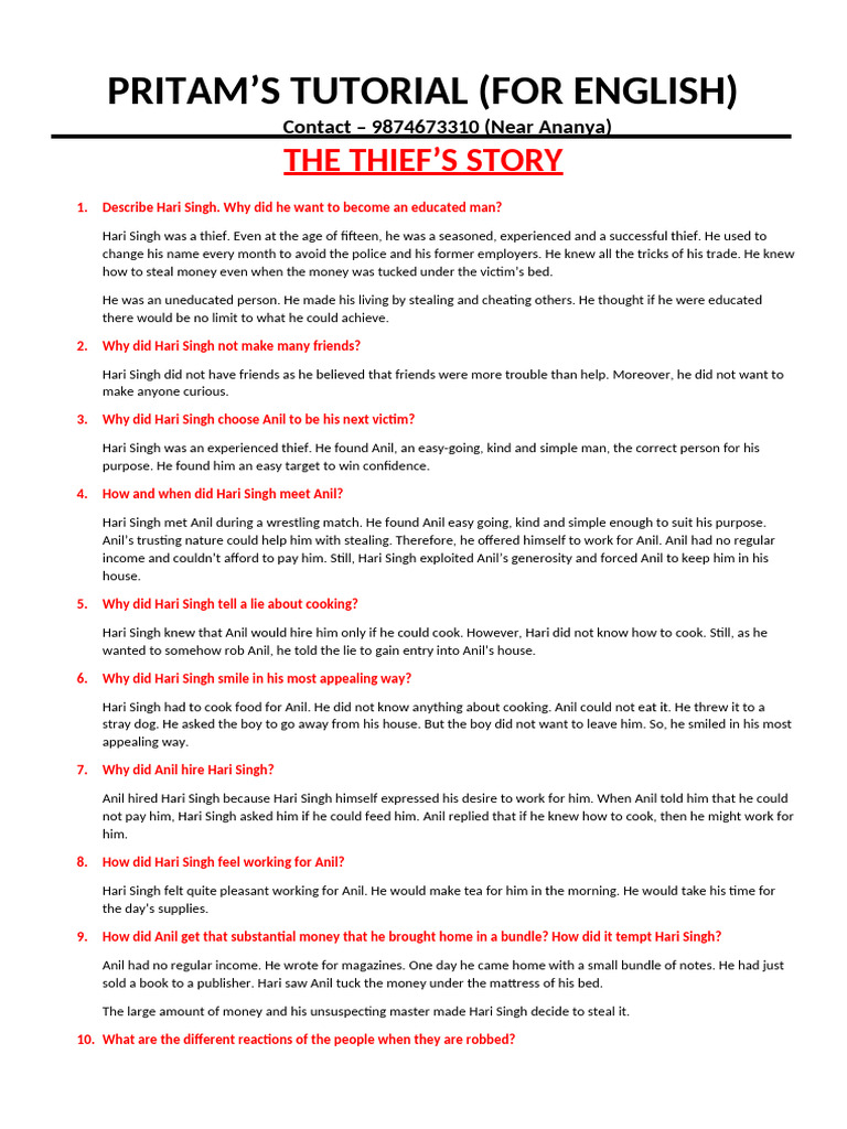 The Thief's Story | PDF | Theft