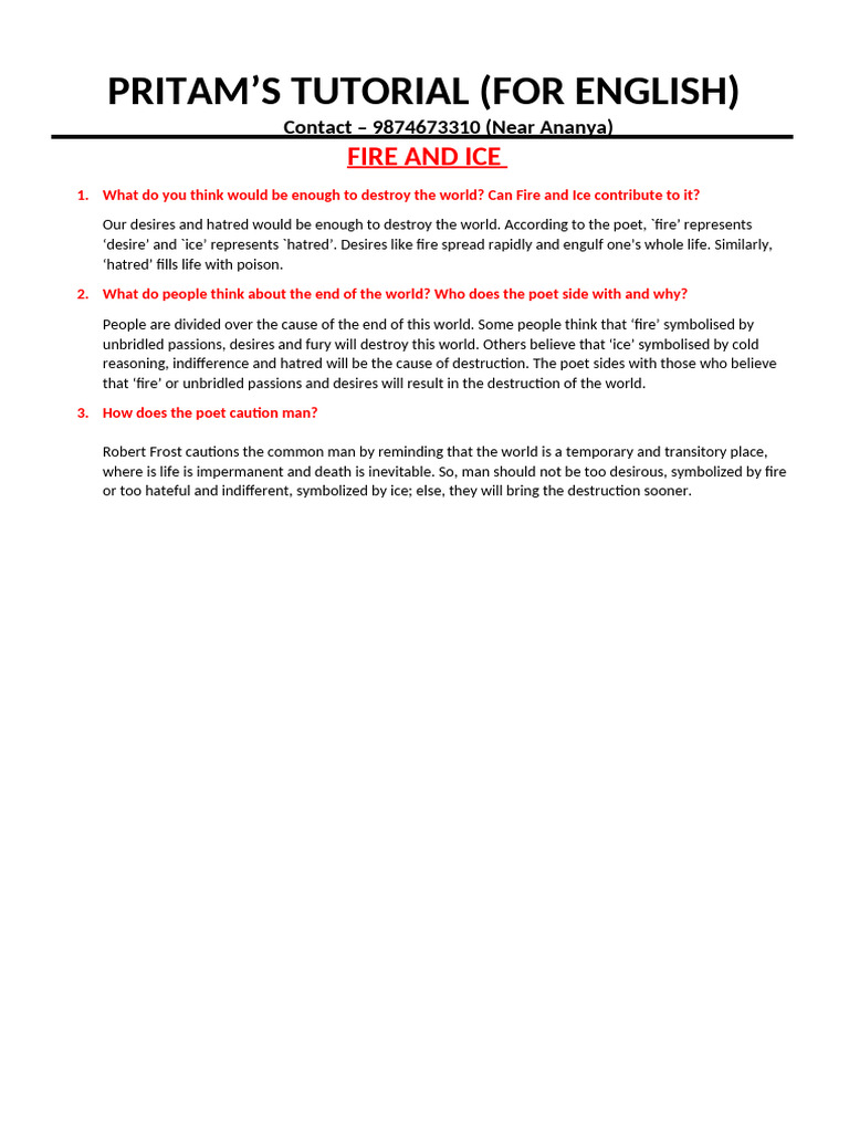 Fire and Ice: Destruction Themes Explained | PDF