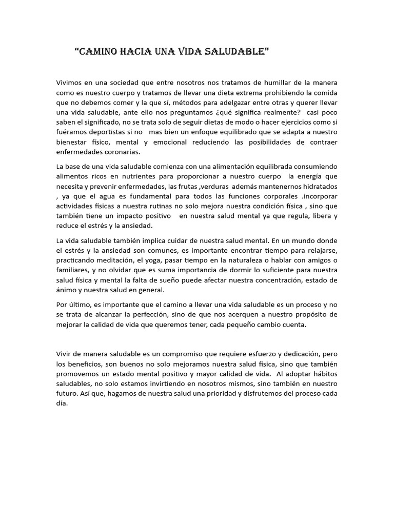 Camino hacia una vida saludable | PDF