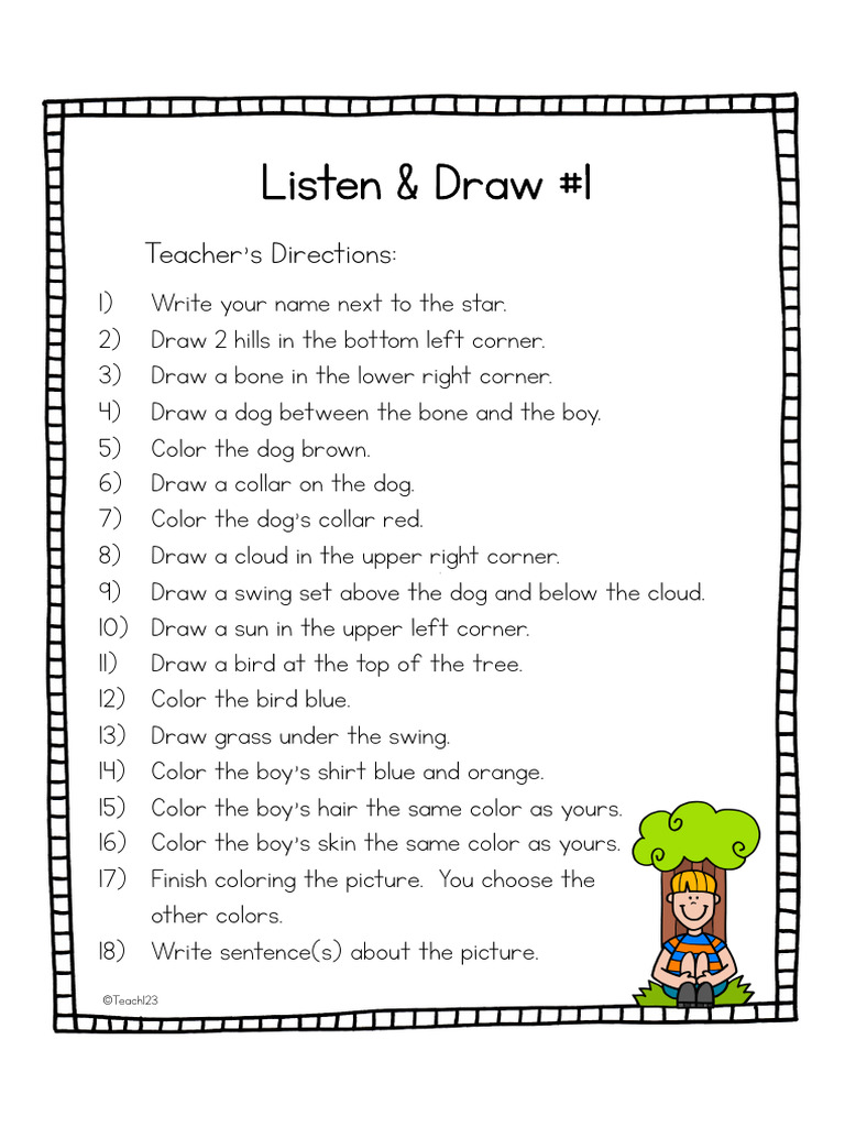 Listen and Draw Follow Directions Activity-1 | PDF