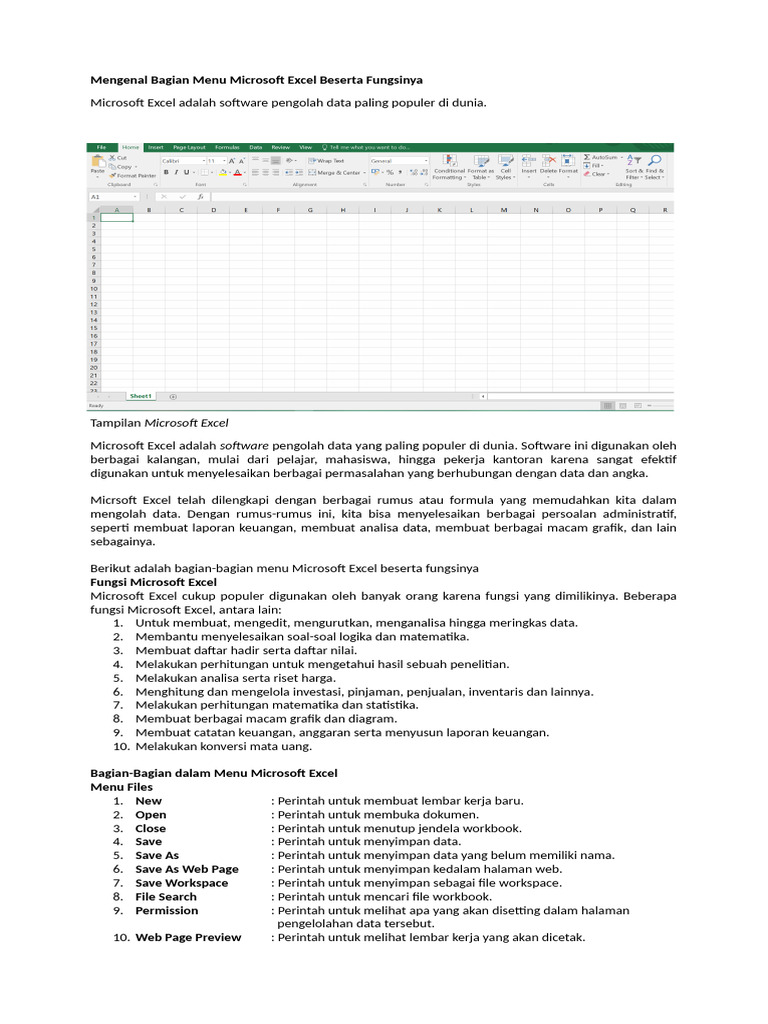 Menu Excel dan Fungsinya Lengkap | PDF