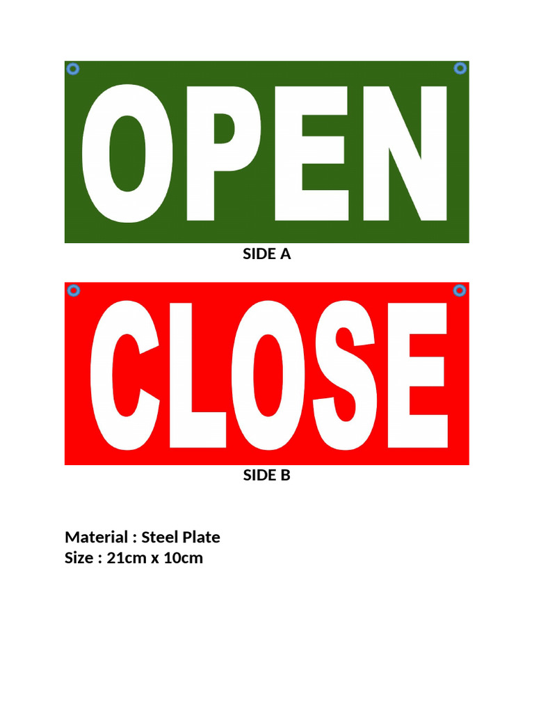Safety Sign OPEN CLOSE | PDF
