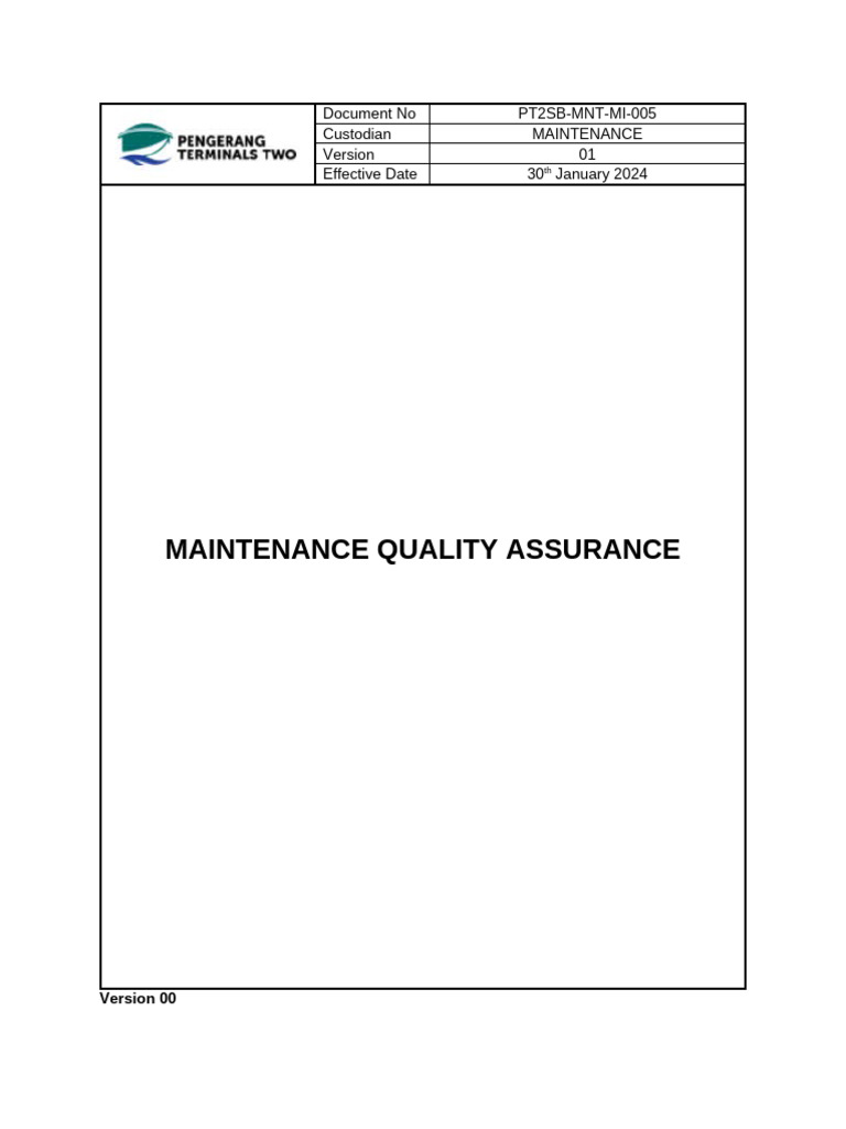 PT2SB-MNT-MI-005 Maintenance Quality Assurance Rev01 | PDF | Quality ...