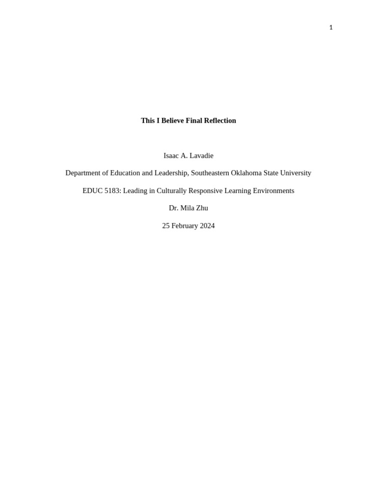 This I Believe Final Reflection | PDF | Teachers | Empathy