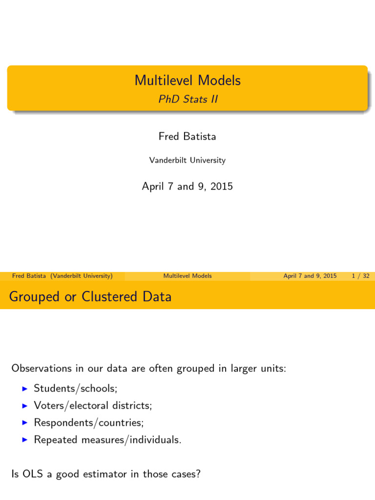 Multilevel Lecture | PDF | Multilevel Model | Regression Analysis