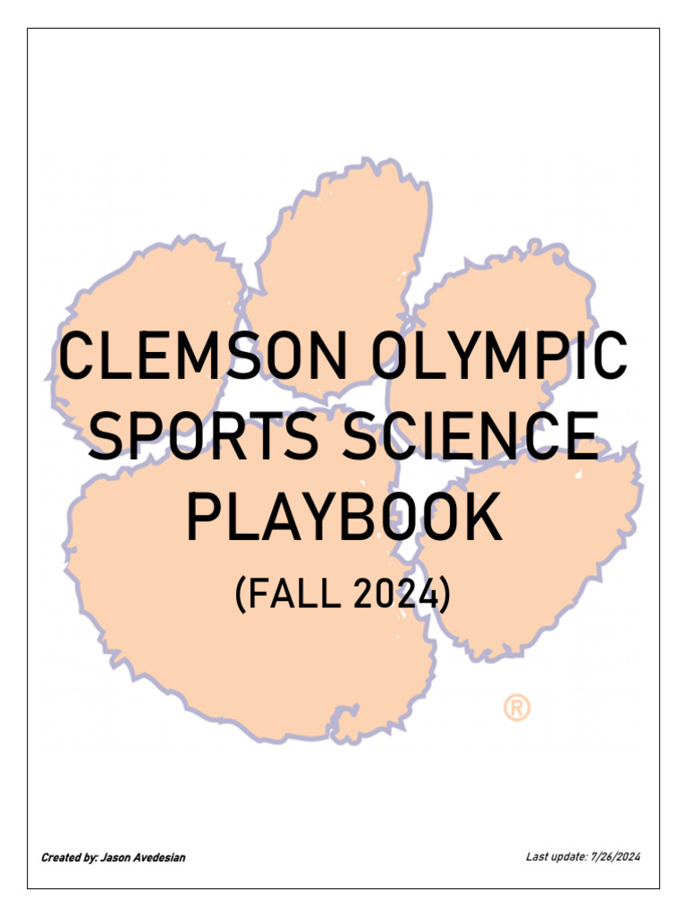 Clemson Olympic Sports Science Playbook (Fall 2024) | PDF | Performance Indicator | Science