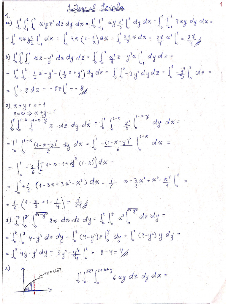 Integrais Triplas - Exercícios Resolvidos | PDF