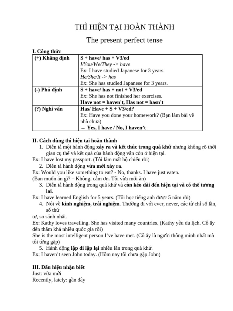 Thì HTHT | PDF | Linguistics | Linguistic Morphology