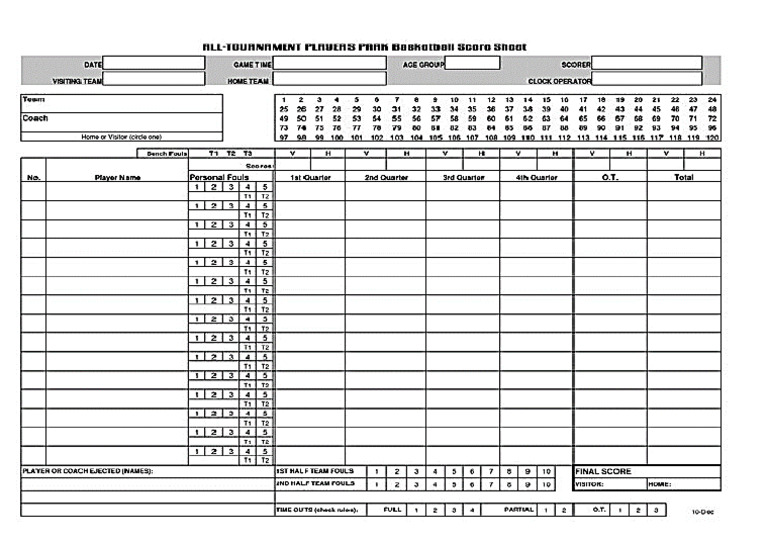 Basketball Scoresheet | PDF