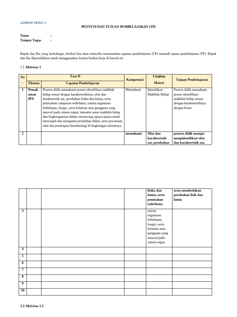 Lembar Kerja (LK) 1 | PDF | Karier & Perkembangan | Pengembangan Diri