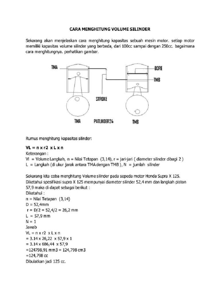 Perhitungan Volume Ruang Bakar | PDF