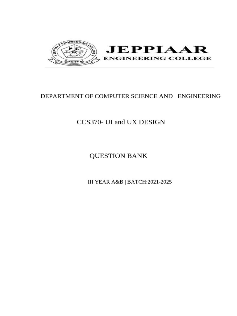 Ccs370 Ui and Ux Design QB | PDF | Graphical User Interfaces | User Experience