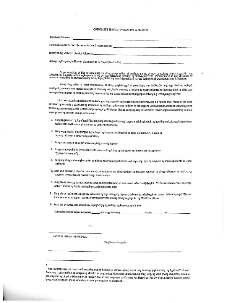 Meralco Application Form | PDF