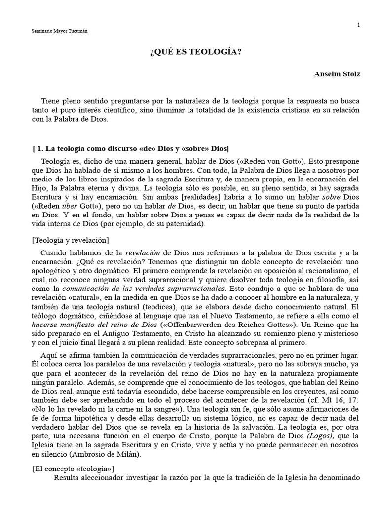 QU - ES TEOLOG-A-Anselm Stolz | PDF | Teología | Carisma