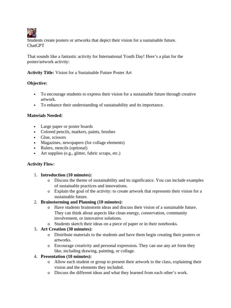 Sustainable Future Art Activity Guide | PDF | Renewable Energy ...