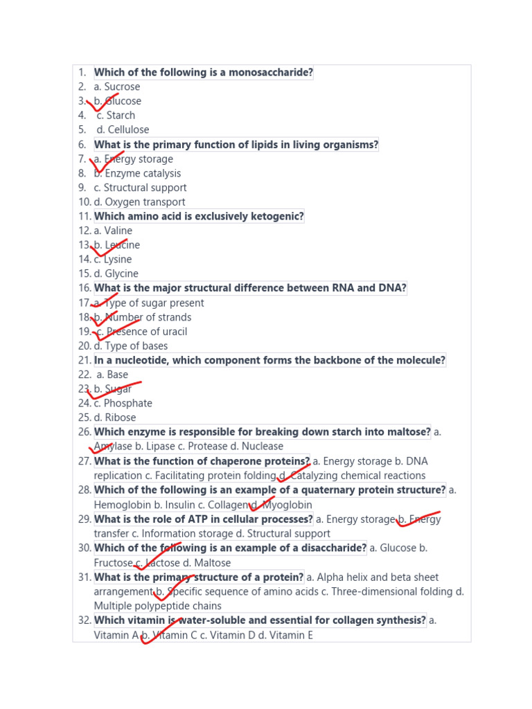 Biomolecules Unit Test | PDF | Dna | Biosynthesis