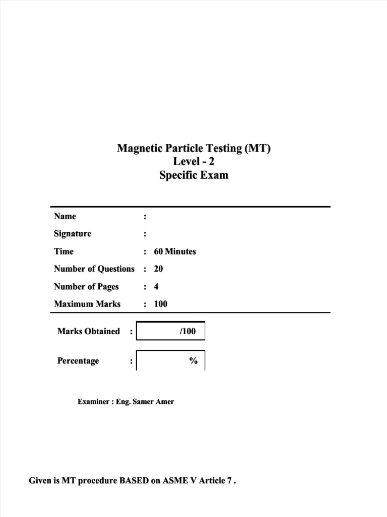 PDF MT Level 2specific Exam2018 | PDF