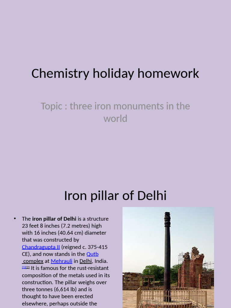Chemistry Holiday Homework | PDF