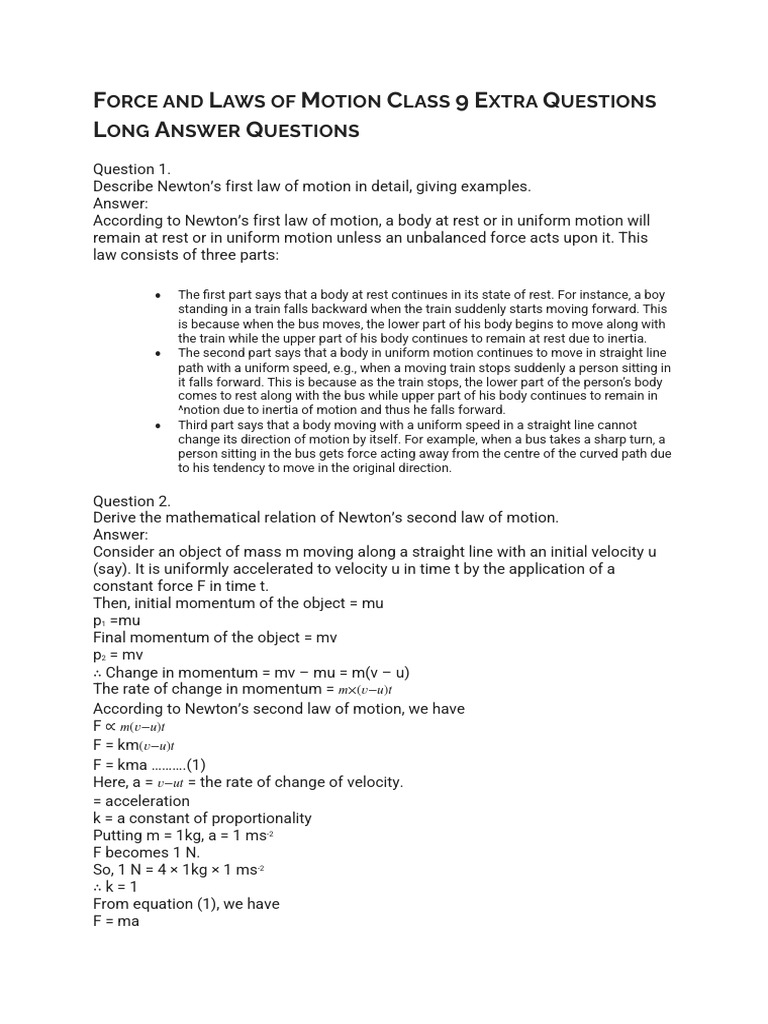 Laws of Motion QS - 2 | PDF | Force | Inertia