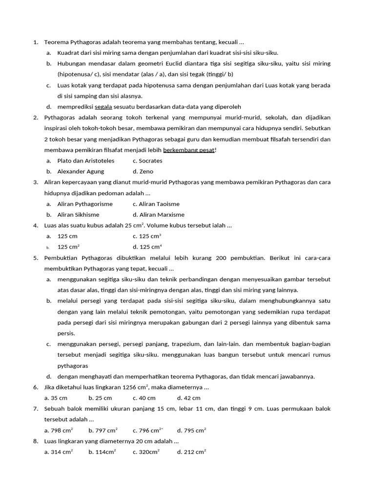 Soal Semester 2 Matematika | PDF | Griya & Taman
