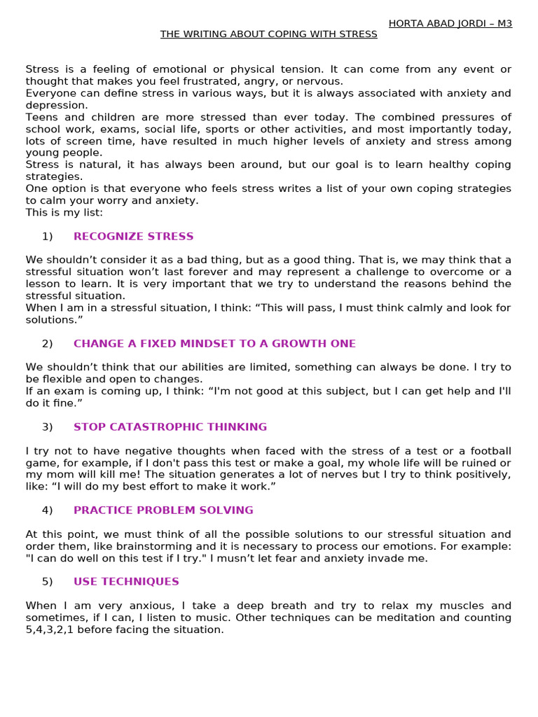 Coping stress | PDF