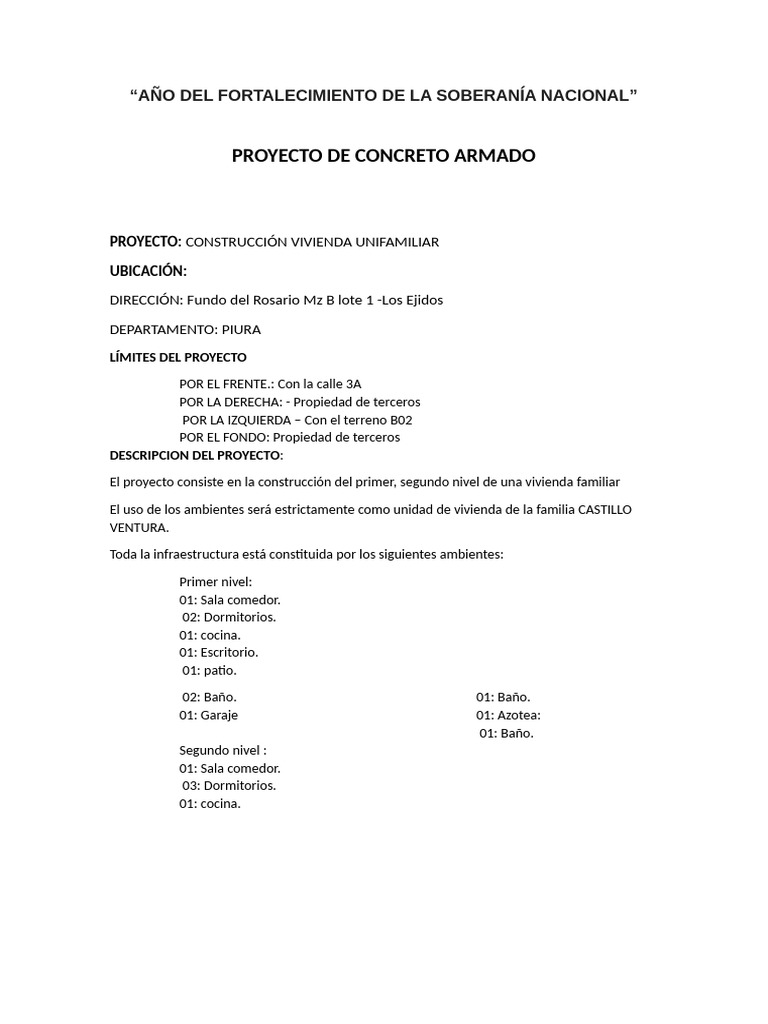 Proyecto Vivienda Unifamiliar de Un Edificio de 3 Pisos | PDF | Ingeniería estructural ...