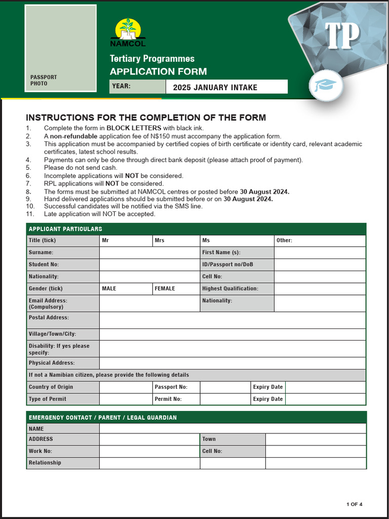 TP Application Form 2025 | PDF | Bachelor's Degree | Diploma