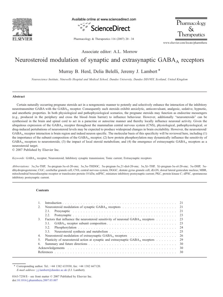 Neurosteroid Modulation of Synaptic and Extrasynaptic GABAA Receptors ...