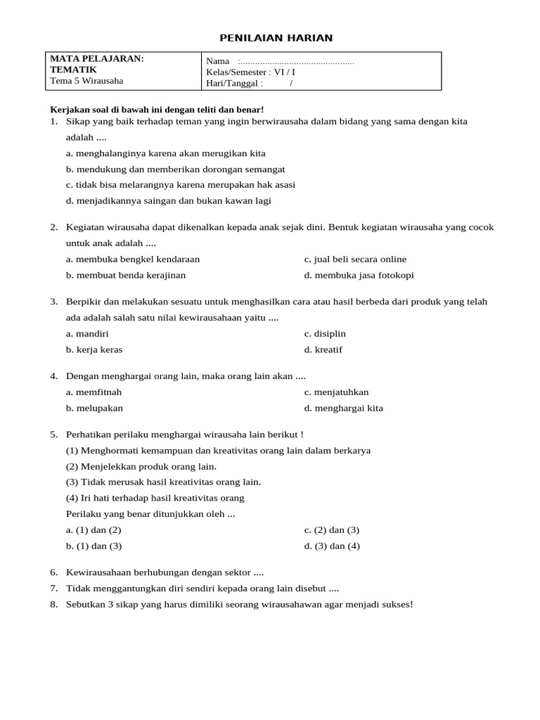 PH Tema 5 Kelas 6 Semester1 Kurikulum 2013 | PDF