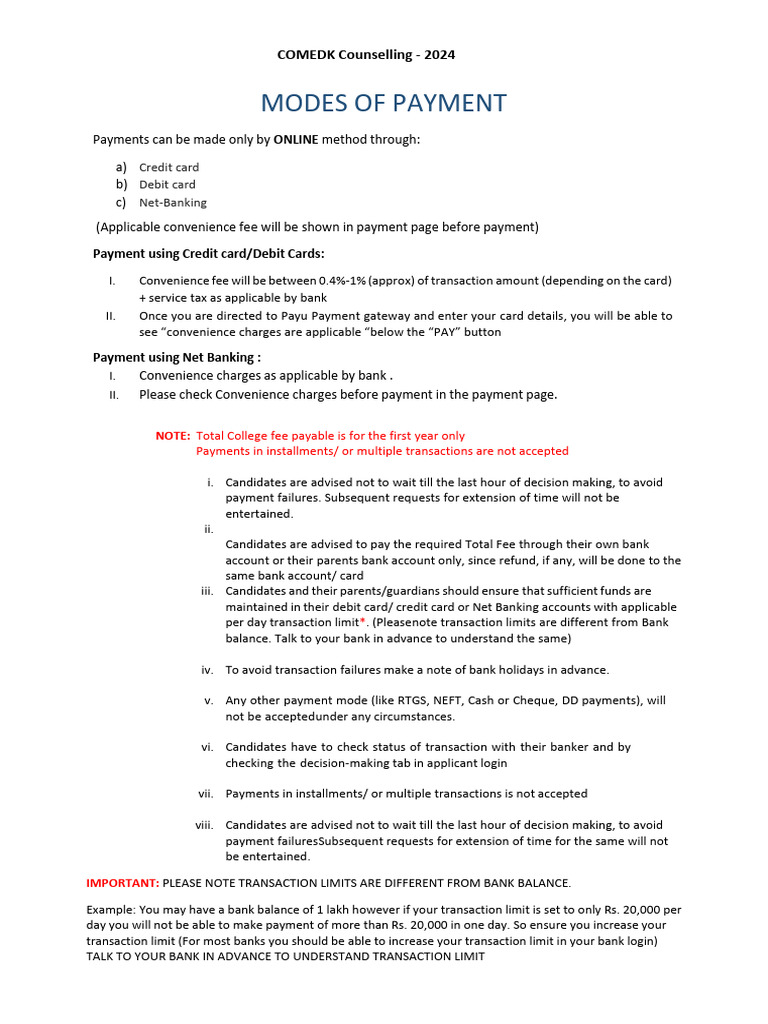 Modes of Payment and List of Banks 2024 | PDF | Payments | Credit Card
