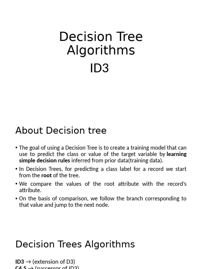 Understanding ID3 Decision Tree Algorithm | PDF | Artificial Intelligence | Intelligence (AI ...