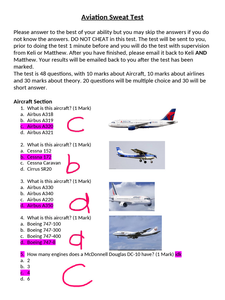 Aviation Quiz | PDF | Airbus | Airliner