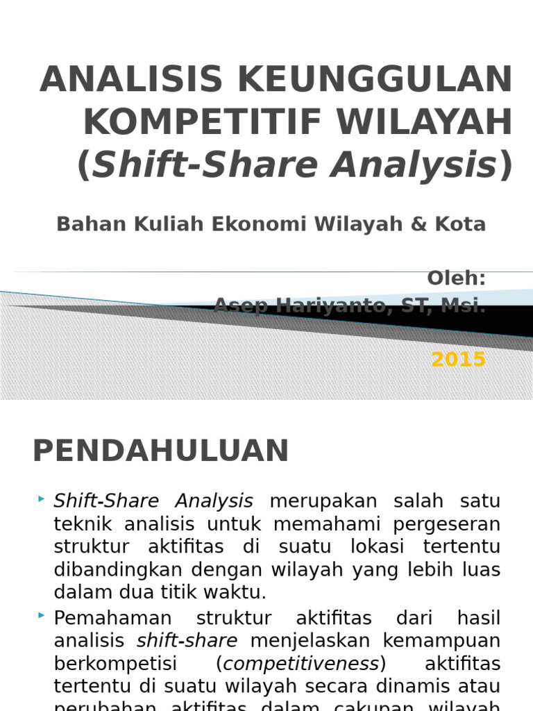ANALISIS KEUNGGULAN KOMPETITIF WILAYAH (Shift-Share Analysis) | PDF