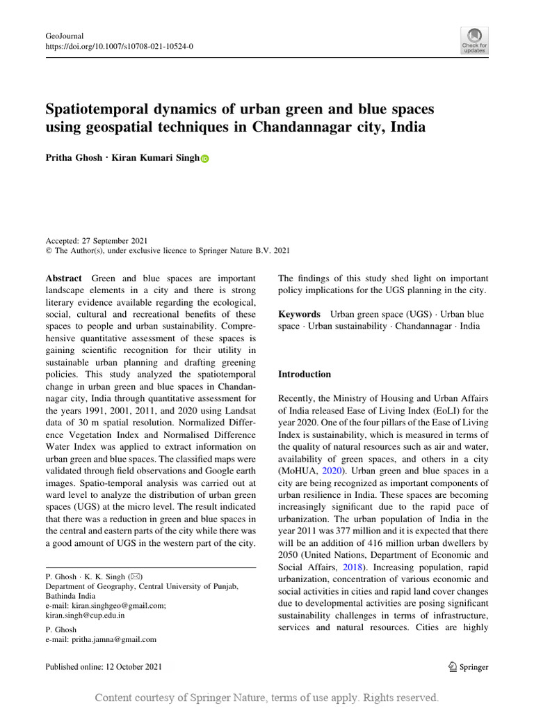 Spatiotemporal_dynamics_of_urban_green_and_blue_sp | PDF | Geographic ... Spatiotemporal_dynamics_of_urban_green_and_blue_sp | PDF | Geographic ...