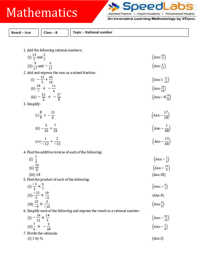 1 | PDF | Rational Number | Arithmetic