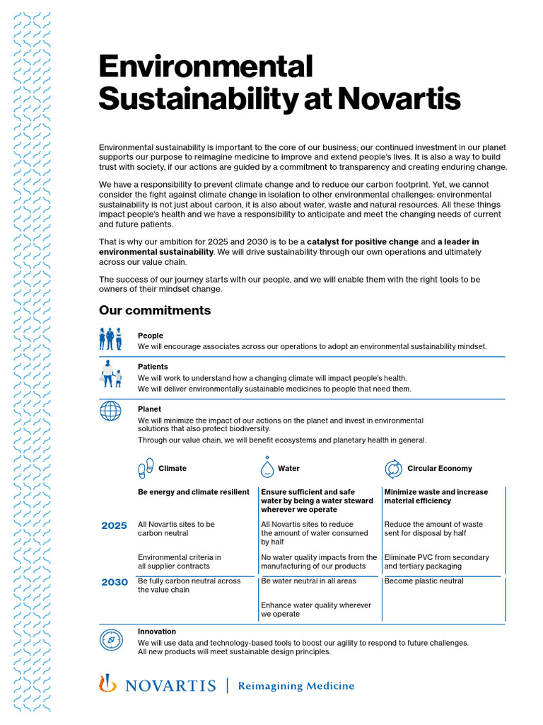 Novartis - Environmental Sustainability Framework | PDF | Sustainability | Waste