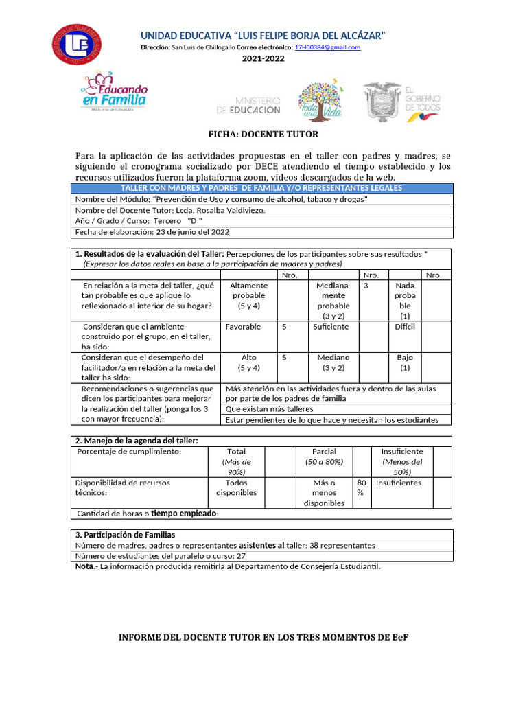 Fichas información_Docente tutor_ (2) | PDF