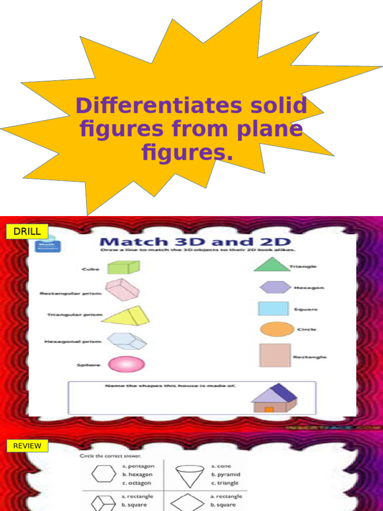 Plane vs Solid Figures Guide | PDF | Shape | Length