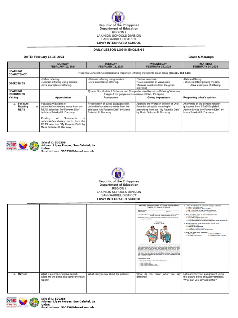 English 6 Q3 Week 3 | PDF | Learning | Cognition