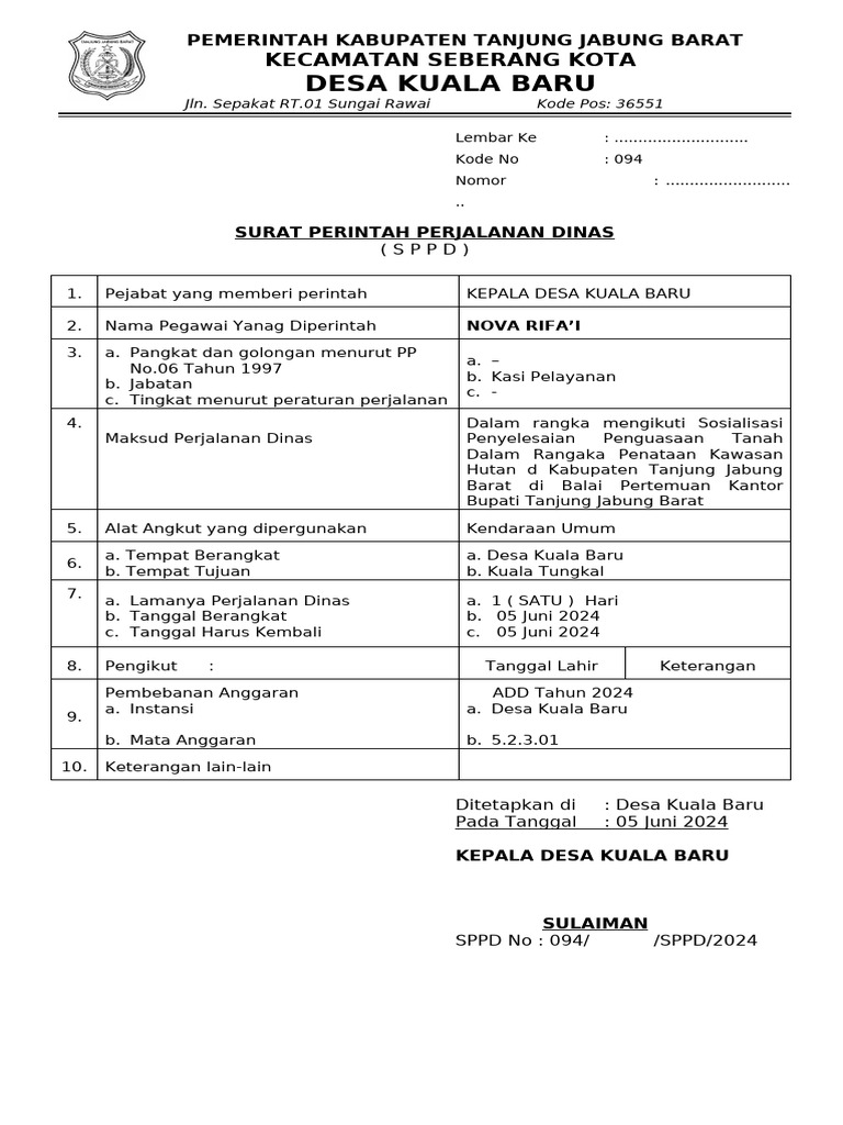 SPPD Desa Kuala Baru: Sosialisasi dan Laporan 2021-2024 | PDF