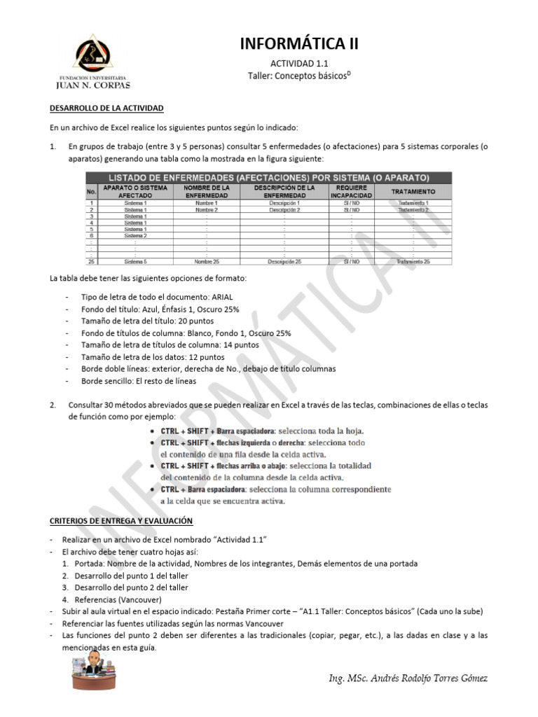 S02. A1.1 Taller Conceptos básicos - D (1) | PDF | Archivo de computadora | Microsoft Excel