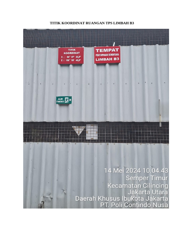 Titik Koordinat Ruangan TPS Limbah B3 | PDF
