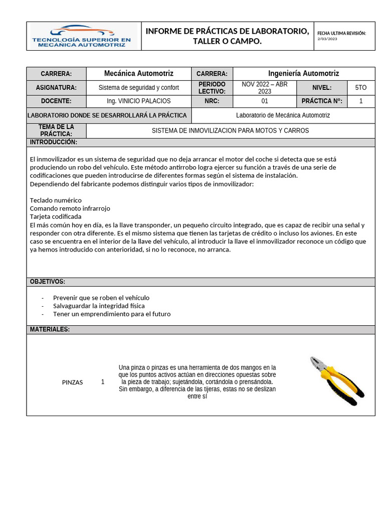 INF-PRACTICA SISTEMA ANTIROBO TSMA-1 | PDF | Corriente eléctrica | Relé